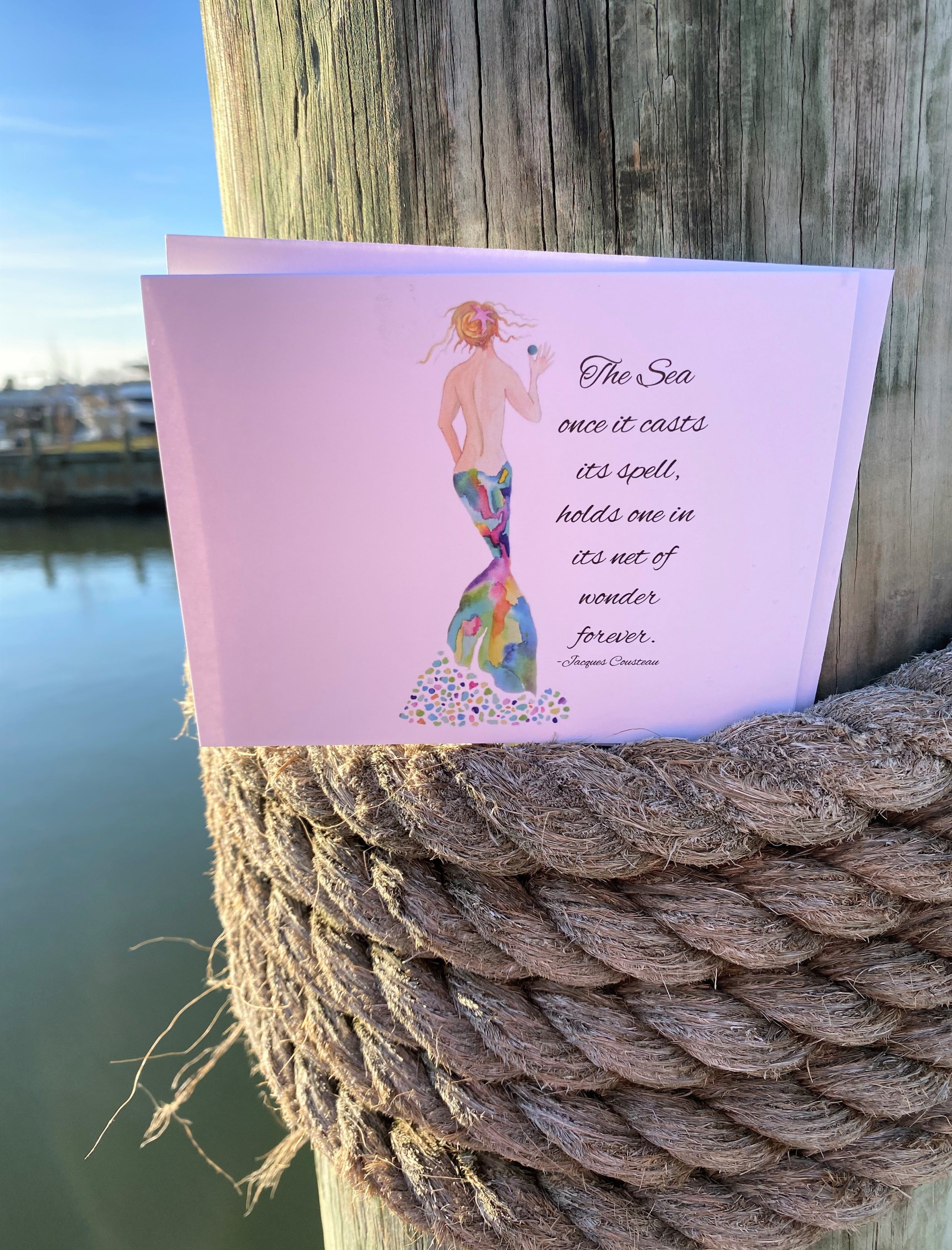 Watercolor Mermaid Note Card-Blonde with Marble | Ophiuroidea - The O ...