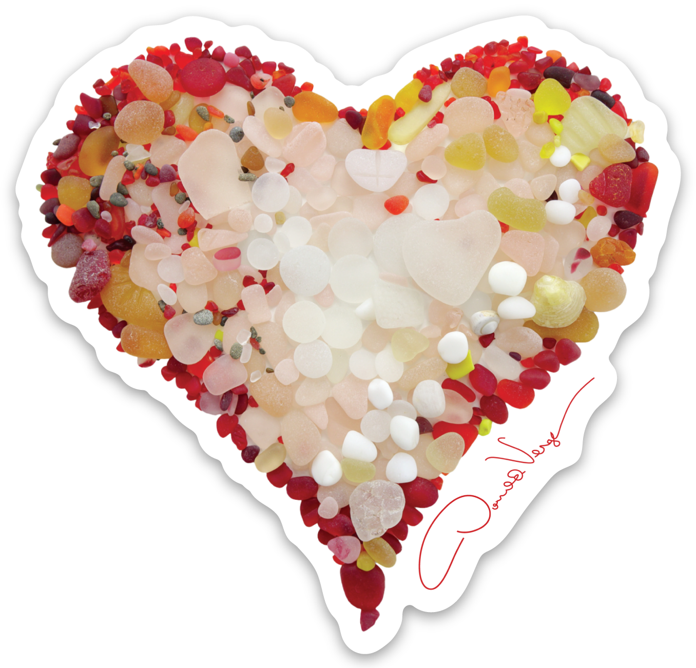 Rare Red Sea Glass Heart Vinyl Sticker | Ophiuroidea The O Kent Island ...