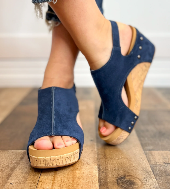 Corkys Carley Wedge Shoes Navy Suede | Ophiuroidea - The O Kent Narrows ...